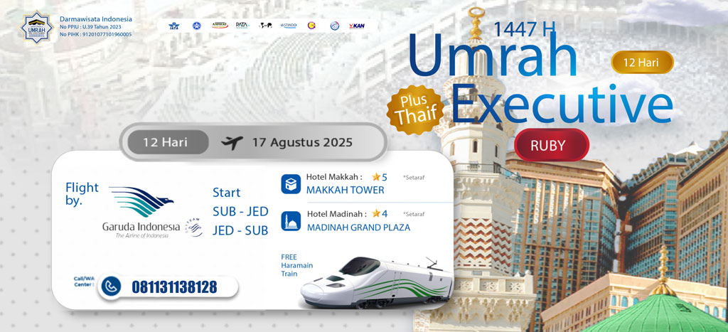 Biaya Umroh Paket Ruby 12 Hari Surabaya 28 Agustus 2025